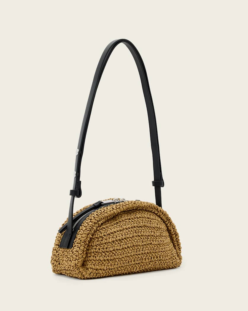 Rosalie Arc Woven Crossbody Bag Biscuit Brown | ALLSAINTS